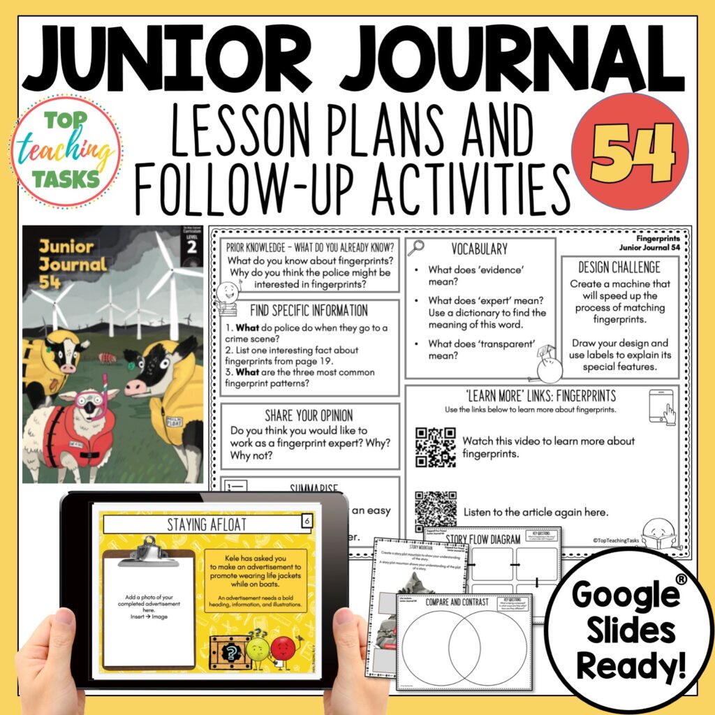 NZ Junior Journal 54 Activities and Lesson Plans Paper-based and ...