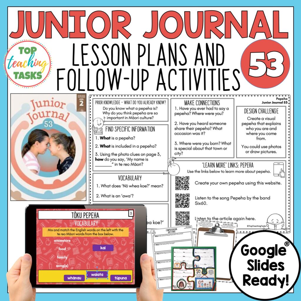 NZ Junior Journal 53 Activities and Lesson Plans Paper-based and ...