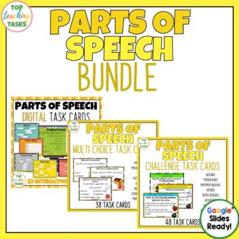 Parts of Speech Task Cards PLUS Digital Task Cards BUNDLE - Top ...