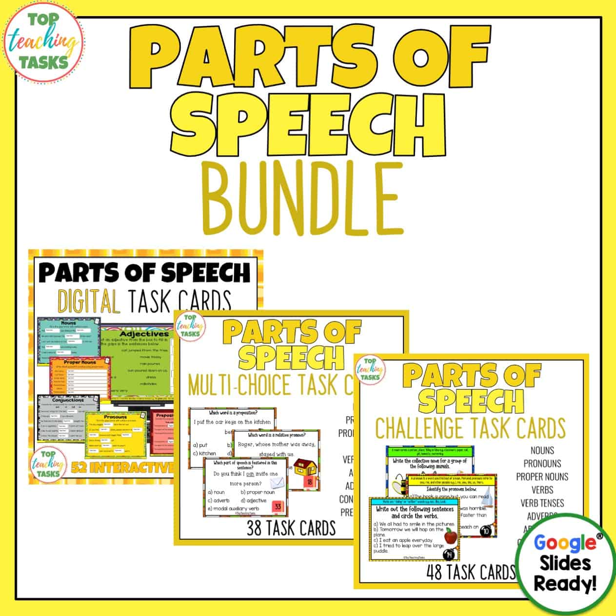 Parts of Speech Task Cards PLUS Digital Task Cards BUNDLE - Top ...