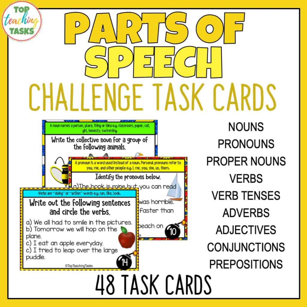 Parts of Speech Task Cards PLUS Digital Task Cards BUNDLE - Top ...