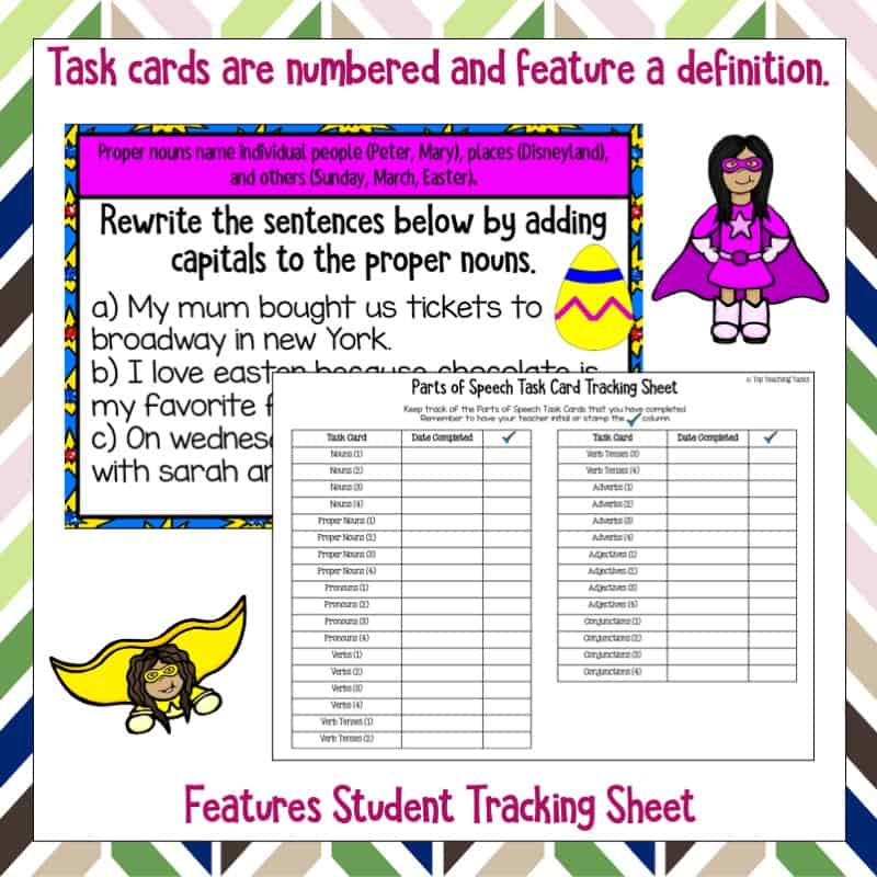 Parts of Speech Challenge Task Cards - Top Teaching Tasks