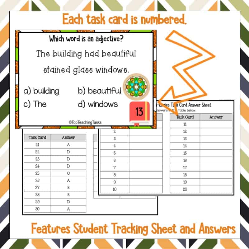 Parts of Speech Grammar Task Cards (Multi-Choice) - Top Teaching Tasks