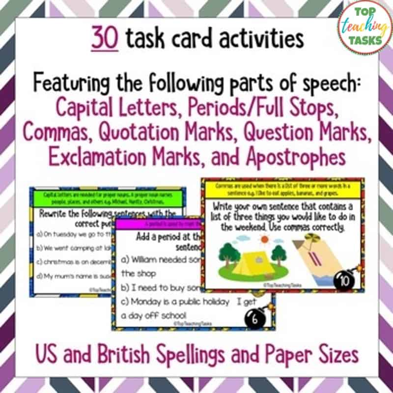 Punctuation Task Card Challenges - Top Teaching Tasks