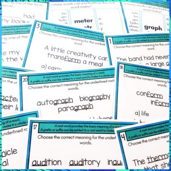 Greek and Latin Root Word Task Cards | Morphology Task Cards - Top ...