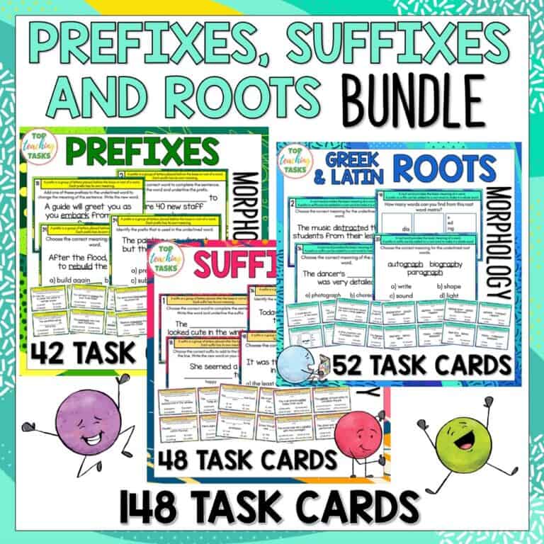 Prefixes, Suffixes and Greek and Latin Root Word Task Cards Bundle ...