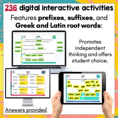 Prefixes, Suffixes and Greek and Latin Root Word Digital Task Cards ...