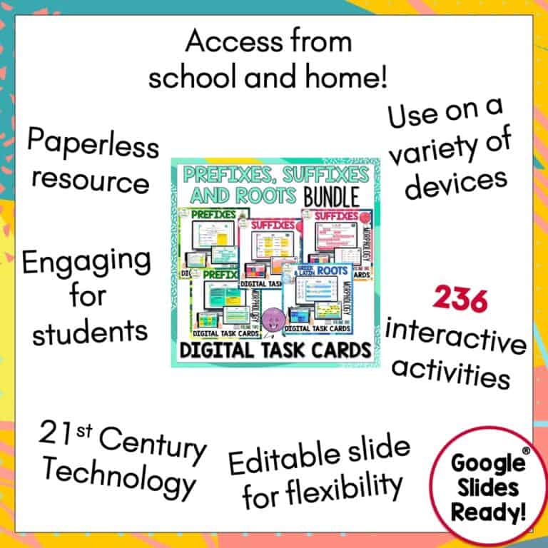 Prefixes, Suffixes and Greek and Latin Root Word Digital Task Cards ...
