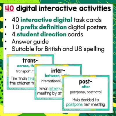 Prefixes Digital Task Card Activities Volume Two | Morphology ...