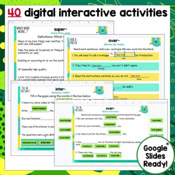Prefixes Digital Task Card Activities Volume Two | Morphology ...