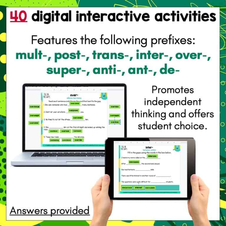 Prefixes Digital Task Card Activities Volume Two | Morphology ...