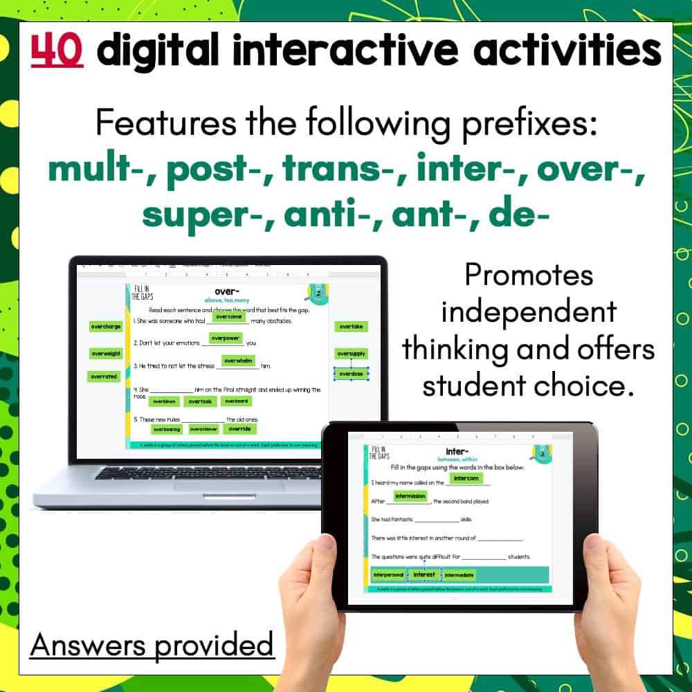Prefixes Digital Task Card Activities Volume Two | Morphology ...