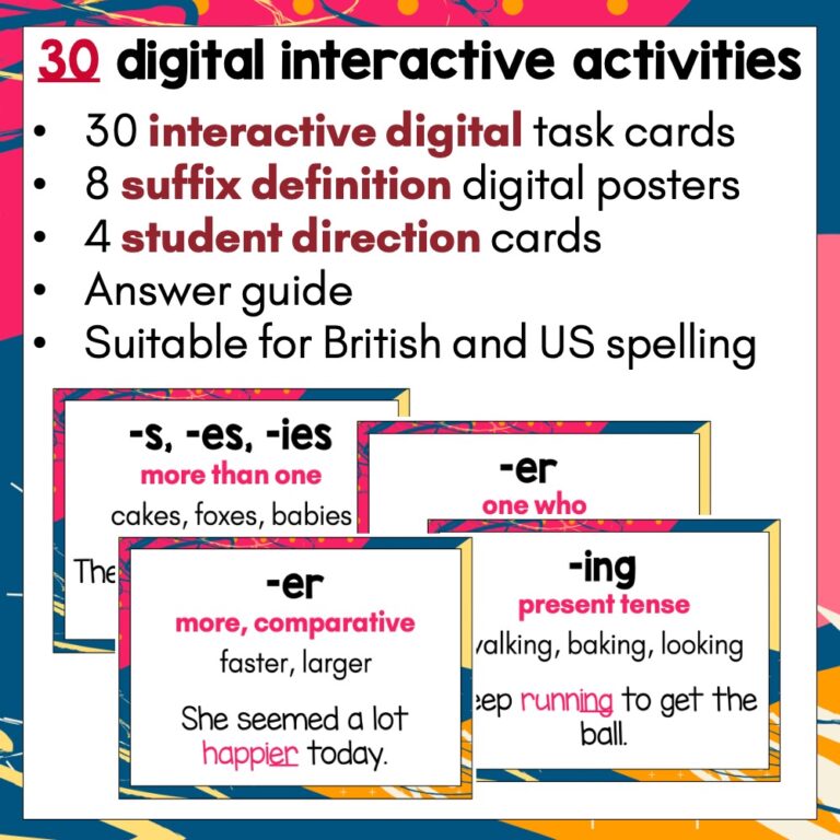 Suffixes Digital Task Card Activities Volume One | Morphology ...