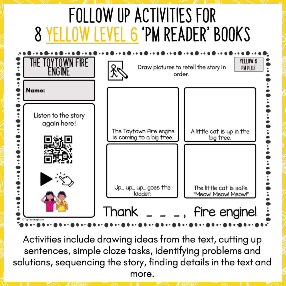 Yellow Level 6 PM Readers Follow Up Activities - Top Teaching Tasks