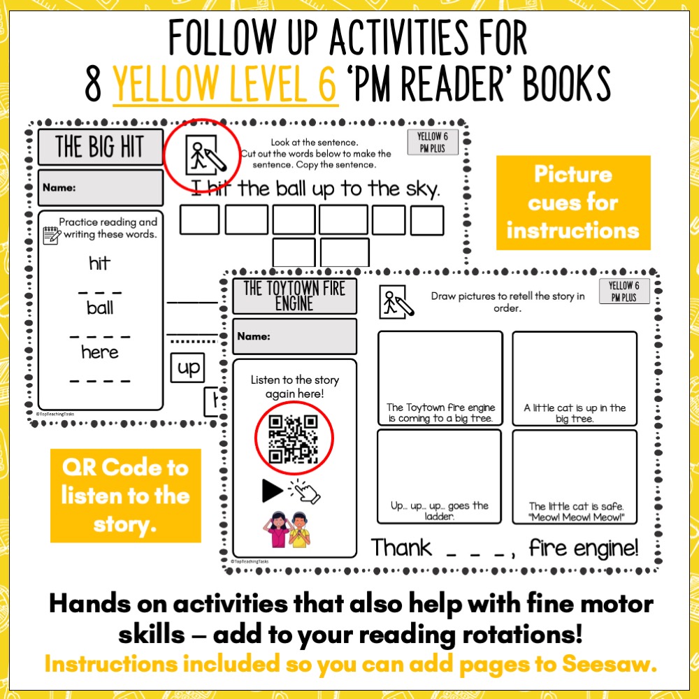 Yellow Level 6 PM Readers Follow Up Activities - Top Teaching Tasks