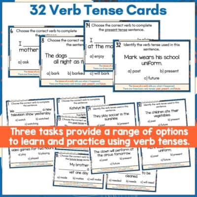 Verb Tense Task Cards | Past, Present, Future Tense Task Cards - Top ...