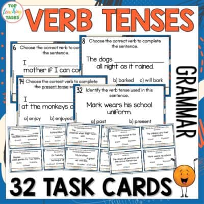 Verb Tense Task Cards | Past, Present, Future Tense Task Cards - Top ...