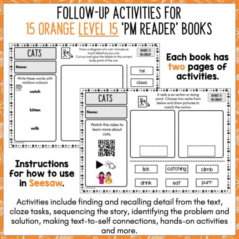 Orange Level 15 PM Readers Follow Up Activities - Top Teaching Tasks
