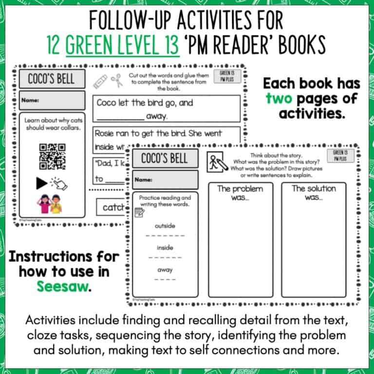 Green Level 13 PM Readers Follow Up Activities - Top Teaching Tasks