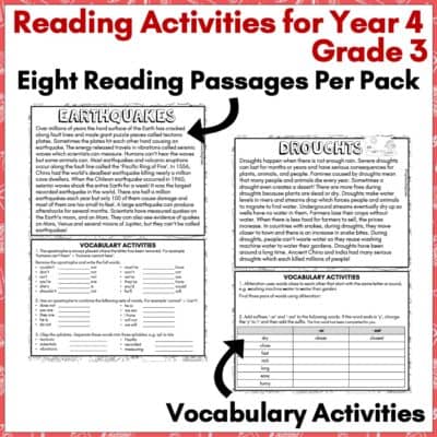 Year 4 Reading Comprehension Passages and Activities Bundle - Top ...