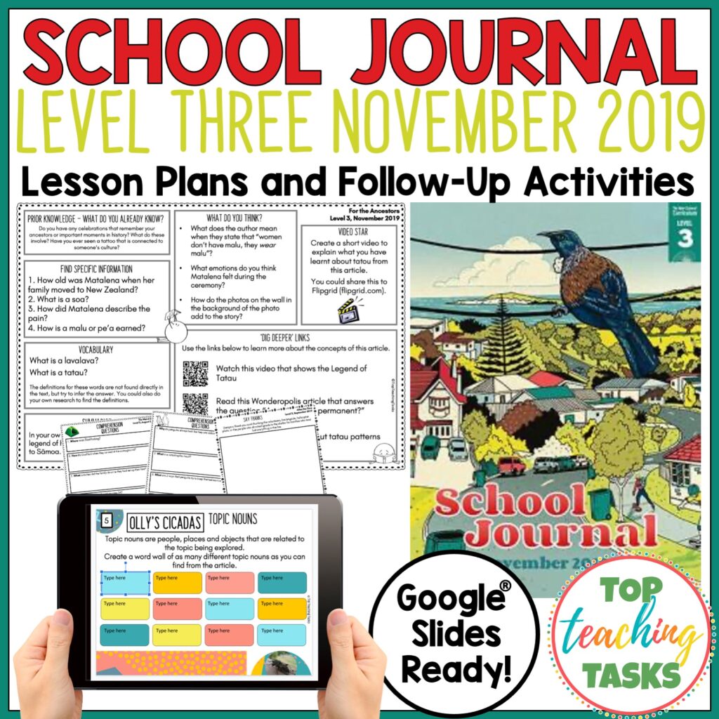 NZ School Journal Level 3 November 2019 Activities - Top Teaching Tasks