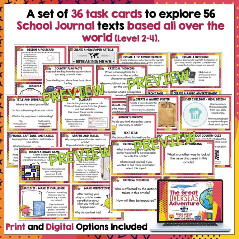 NZ School Journal Task Cards: The Great Overseas Adventure - Top ...