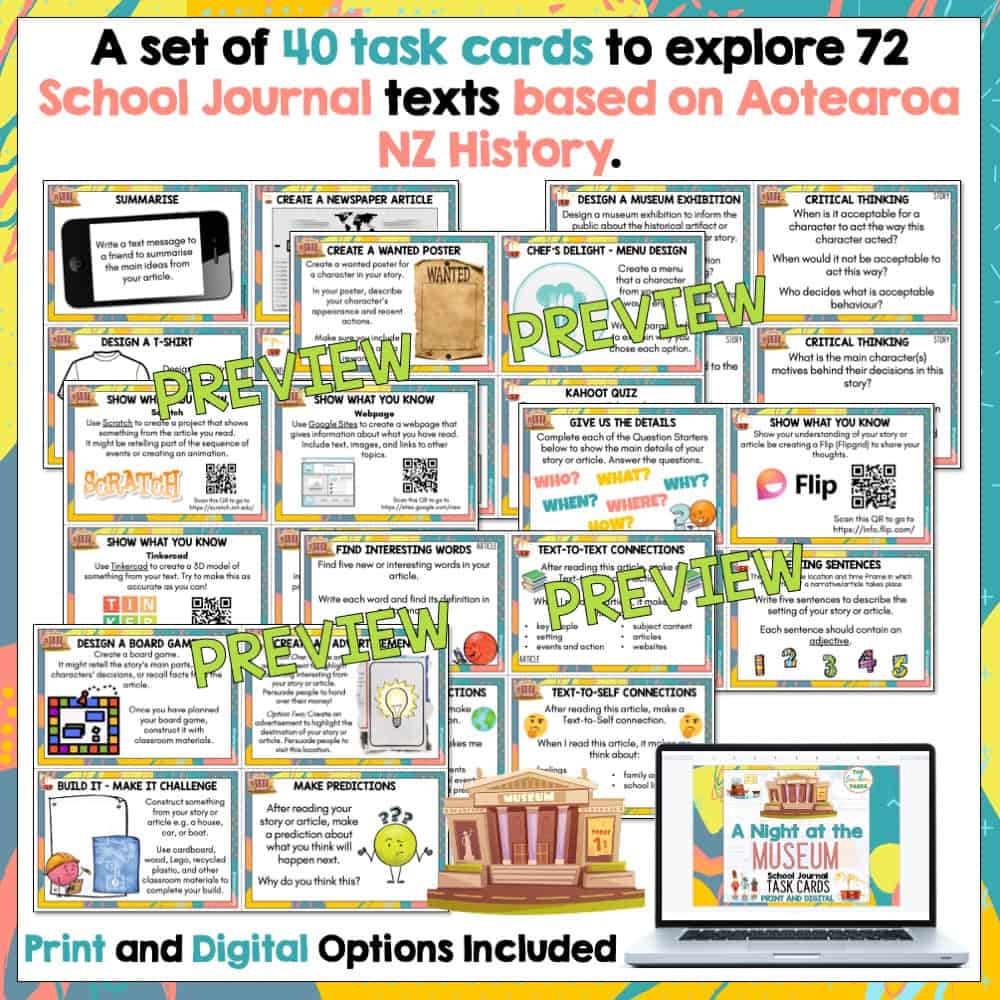 NZ School Journal Task Cards: A Night at the Museum - New Zealand ...