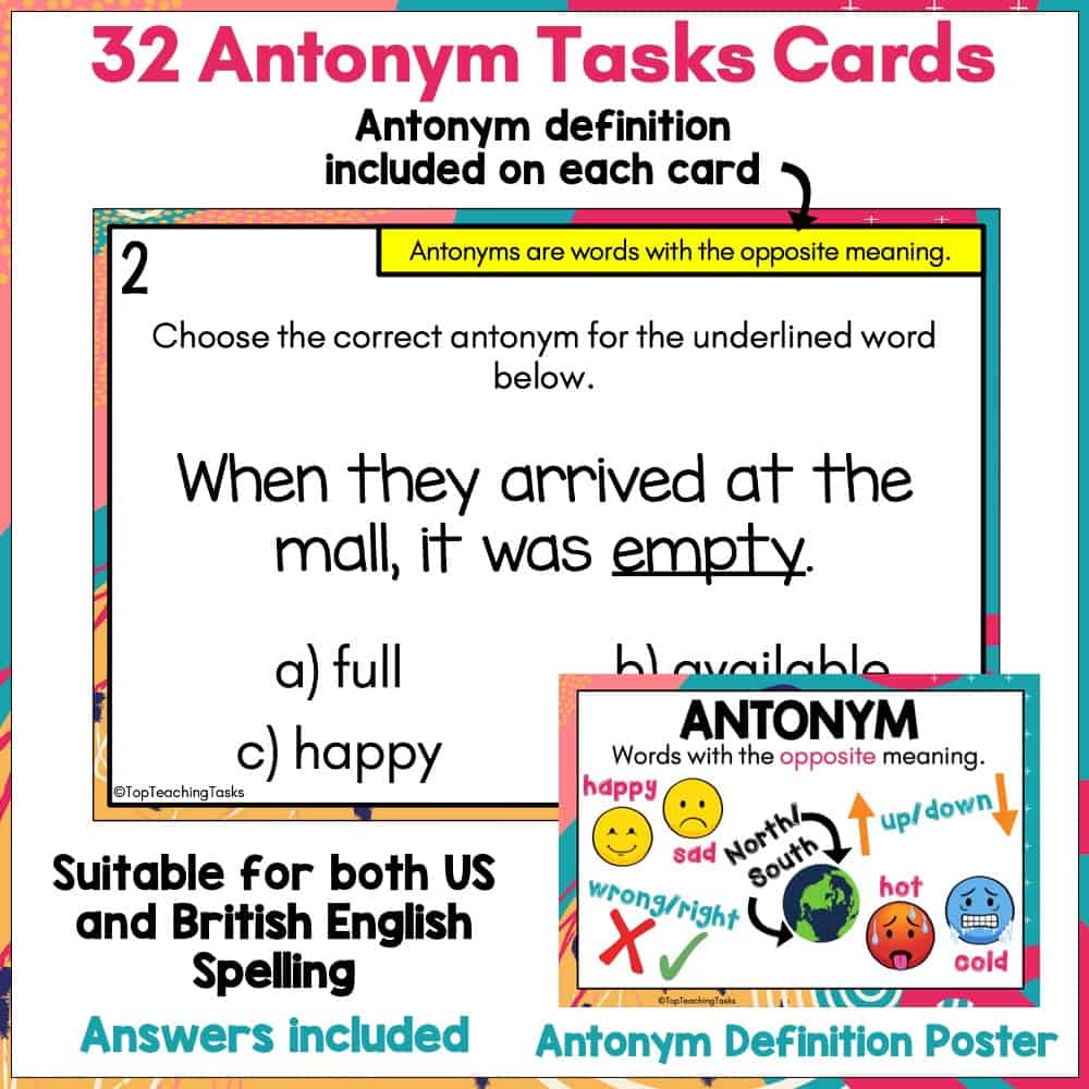 Antonyms Task Cards | Semantic Task Cards - Top Teaching Tasks