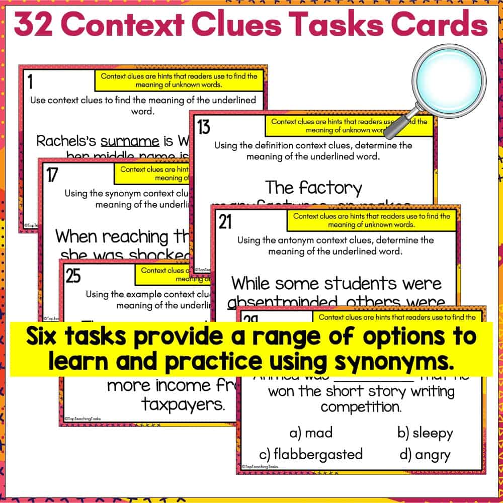 Context Clues Task Cards - Inference Skills Task Cards - Top Teaching Tasks