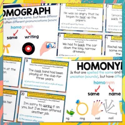 Homographs and Homonyms Task Cards | Semantics Task Cards - Top ...