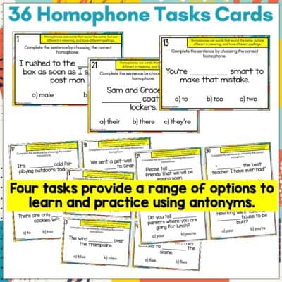 Homophones Task Cards | Semantics Task Cards - Top Teaching Tasks