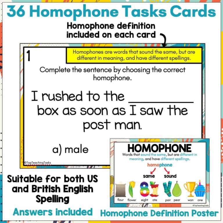 Homophones Task Cards | Semantics Task Cards - Top Teaching Tasks