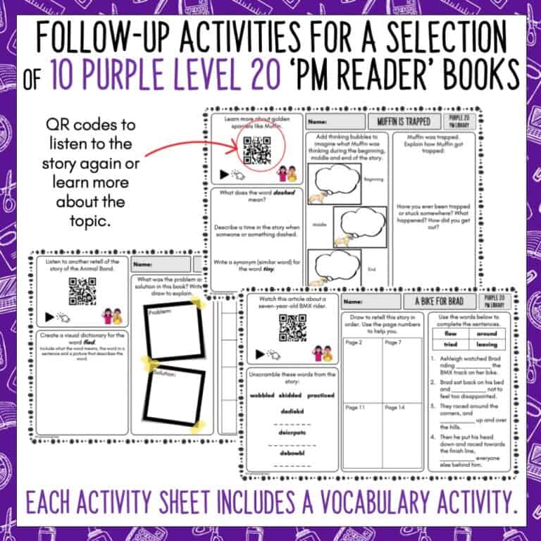 Purple Level 20 PM Readers Follow Up Activities - Top Teaching Tasks