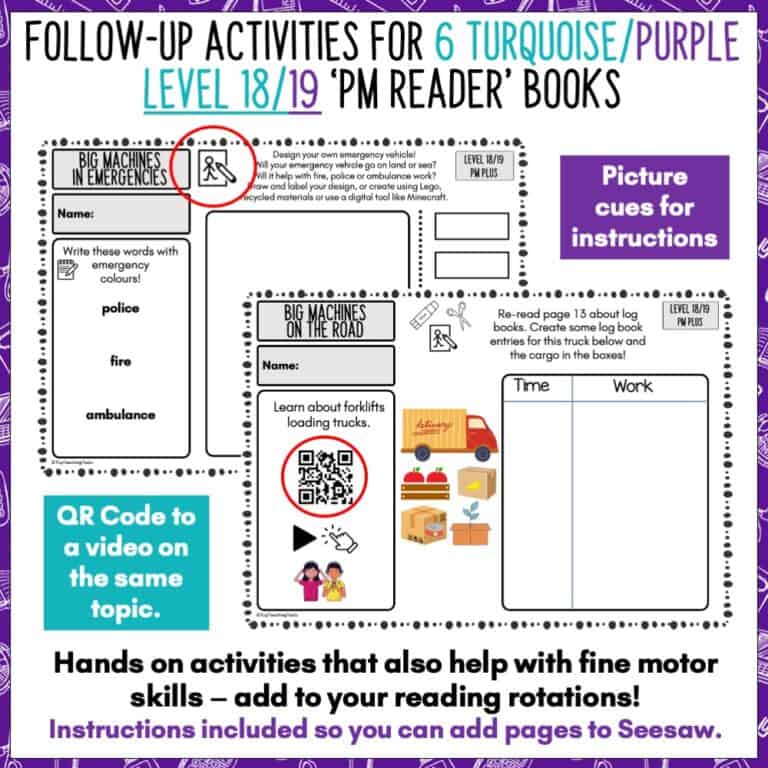 Turquoise/Purple Level 18-19 PM Readers Follow Up Activities | Big ...