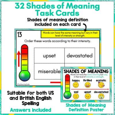 Shades of Meaning Task Cards | Semantics Task Cards - Top Teaching Tasks