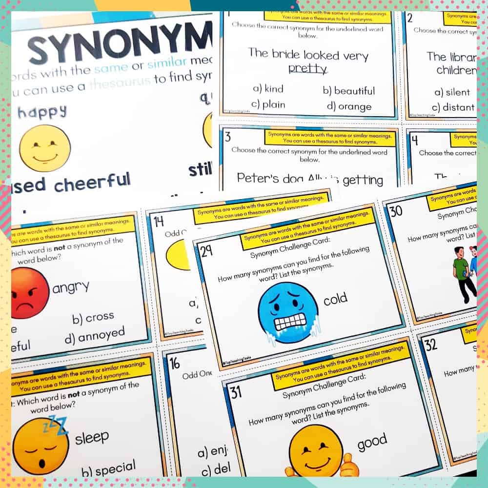 Synonyms Task Cards | Semantics Task Cards - Top Teaching Tasks