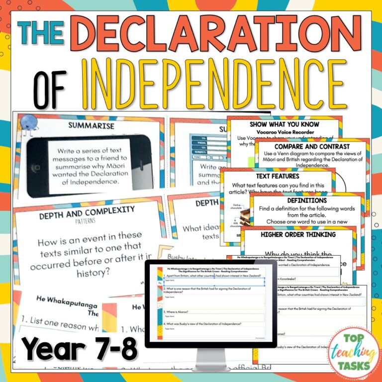 The Declaration of Independence Year 7 and 8 Activities - The Treaty of ...