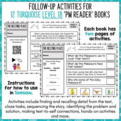 Turquoise Level 18 PM Readers Follow Up Activities - Top Teaching Tasks