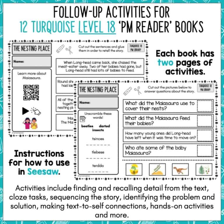 Turquoise Level 18 PM Readers Follow Up Activities - Top Teaching Tasks