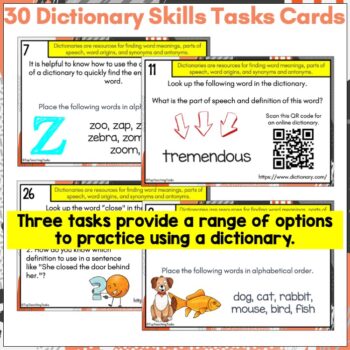 Dictionary Skills Task Cards - Top Teaching Tasks