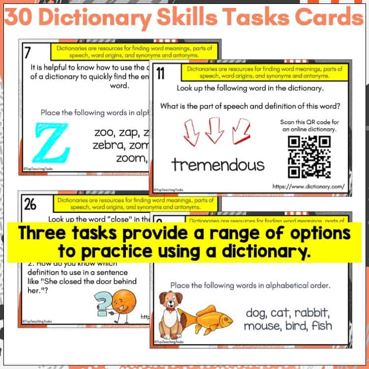 Dictionary Skills Task Cards - Top Teaching Tasks
