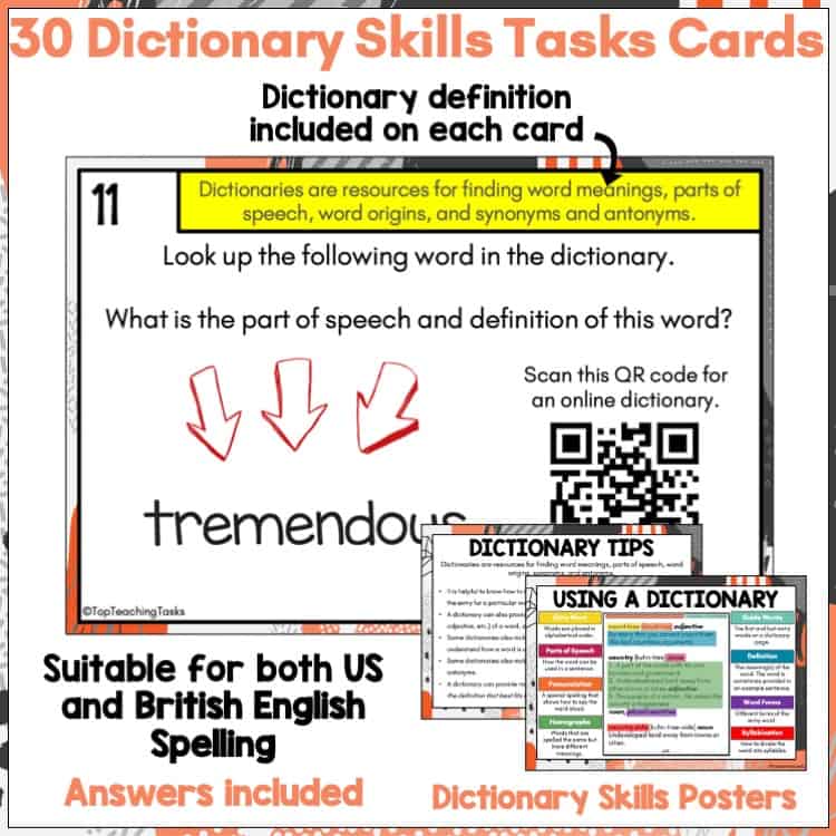 Dictionary Skills Task Cards - Top Teaching Tasks