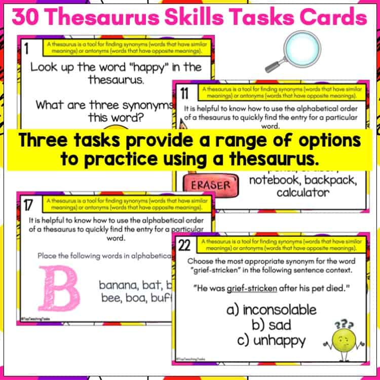 Thesaurus Skills Task Cards - Top Teaching Tasks