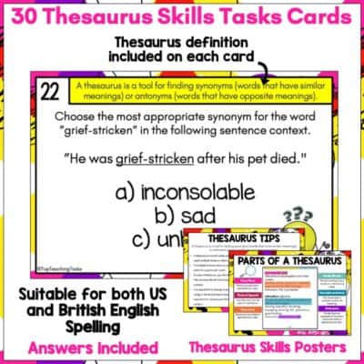 Thesaurus Skills Task Cards - Top Teaching Tasks