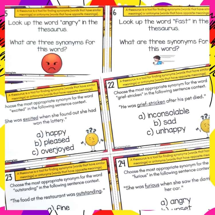 Thesaurus Skills Task Cards - Top Teaching Tasks