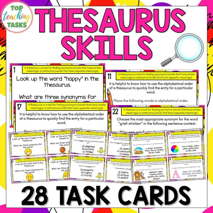 Thesaurus Skills Task Cards - Top Teaching Tasks