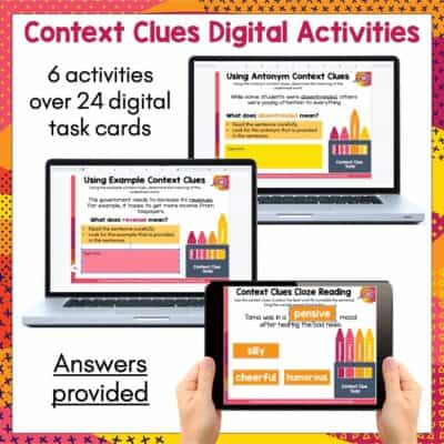 Context Clues Digital Task Card Activities - Semantics and Inference ...