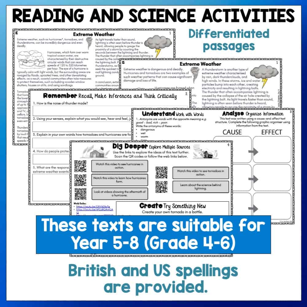 Extreme Weather Reading Comprehension and Science Passages and ...