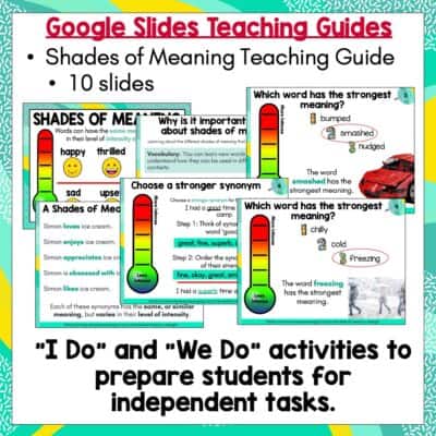 Shades of Meaning Digital Task Card Activities - Semantics Activities ...