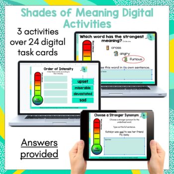 Shades of Meaning Digital Task Card Activities - Semantics Activities ...